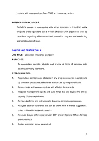 Samples of job descriptions b | DOC