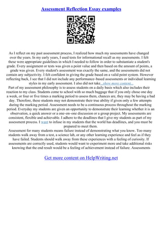 Samples Of Reflective Essay | PDF