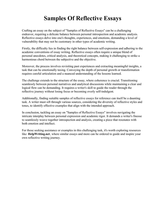 Samples Of Reflective Essays.pdf
