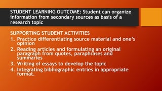 Samples Of Supporting Students Activities | PPTX