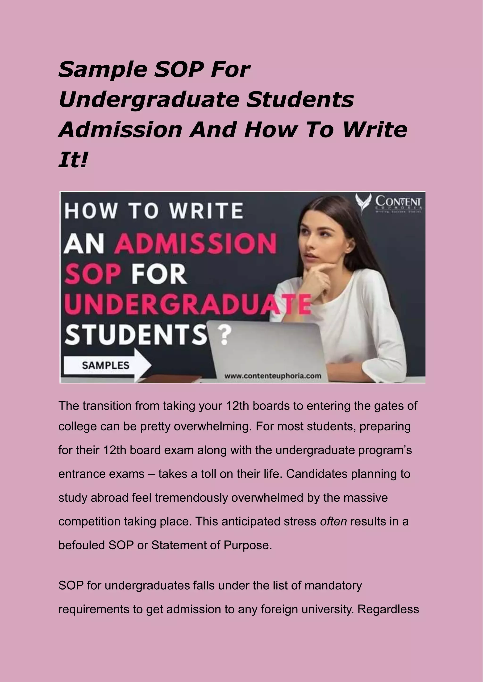 Sample SOP For Undergraduate Students Admission And How To Write It.pptx