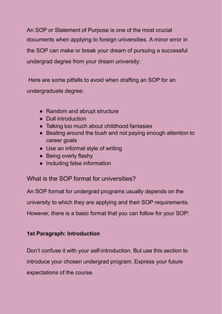 Sample SOP For Undergraduate Students Admission And How To Write It.pptx