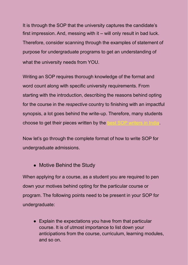 Sample SOP For Undergraduate Students Admission And How To Write It.pptx