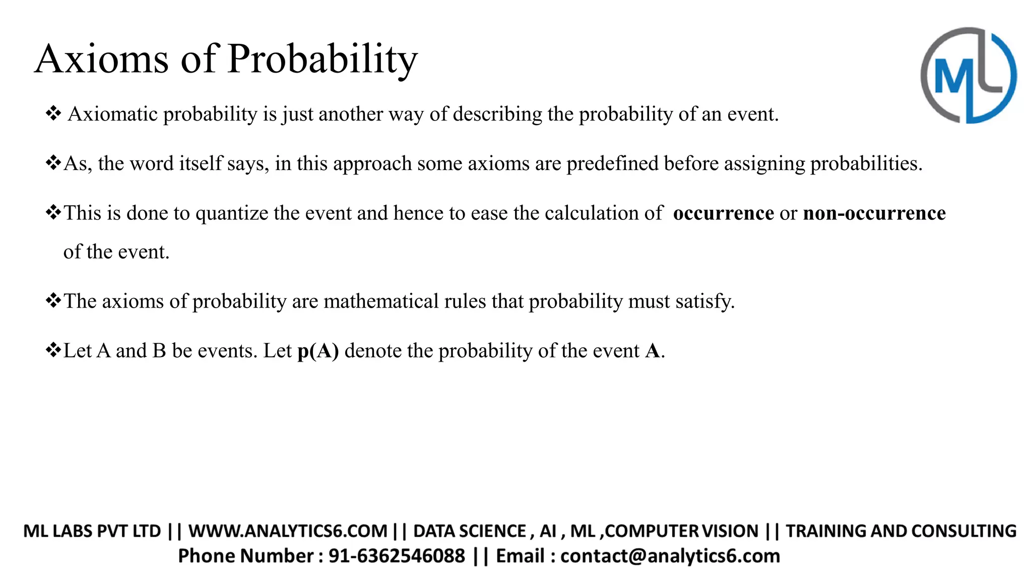 Sample Space and Event,Probability,The Axioms of Probability,Bayes ...