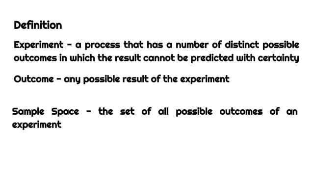 Sample space, events, outcomes, and experiments | PPTX | Physics | Science