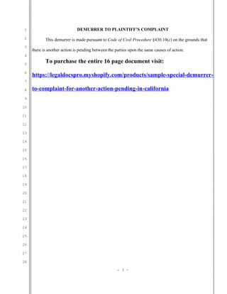 Sample demurrer for another action pending in California | DOC