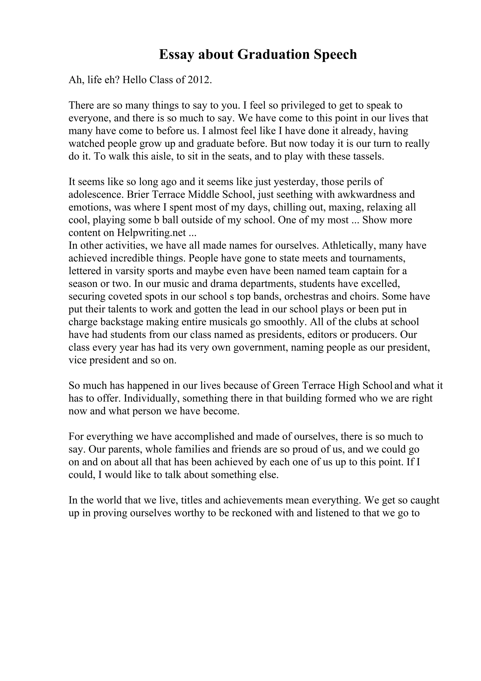 Sample Speech Essay. . Speech Examples - 23 in PDF Examples | PDF