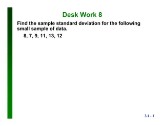 Sample Standard Deviation - Desk Work 8 | PPT