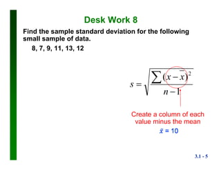 Sample Standard Deviation - Desk Work 8 | PDF