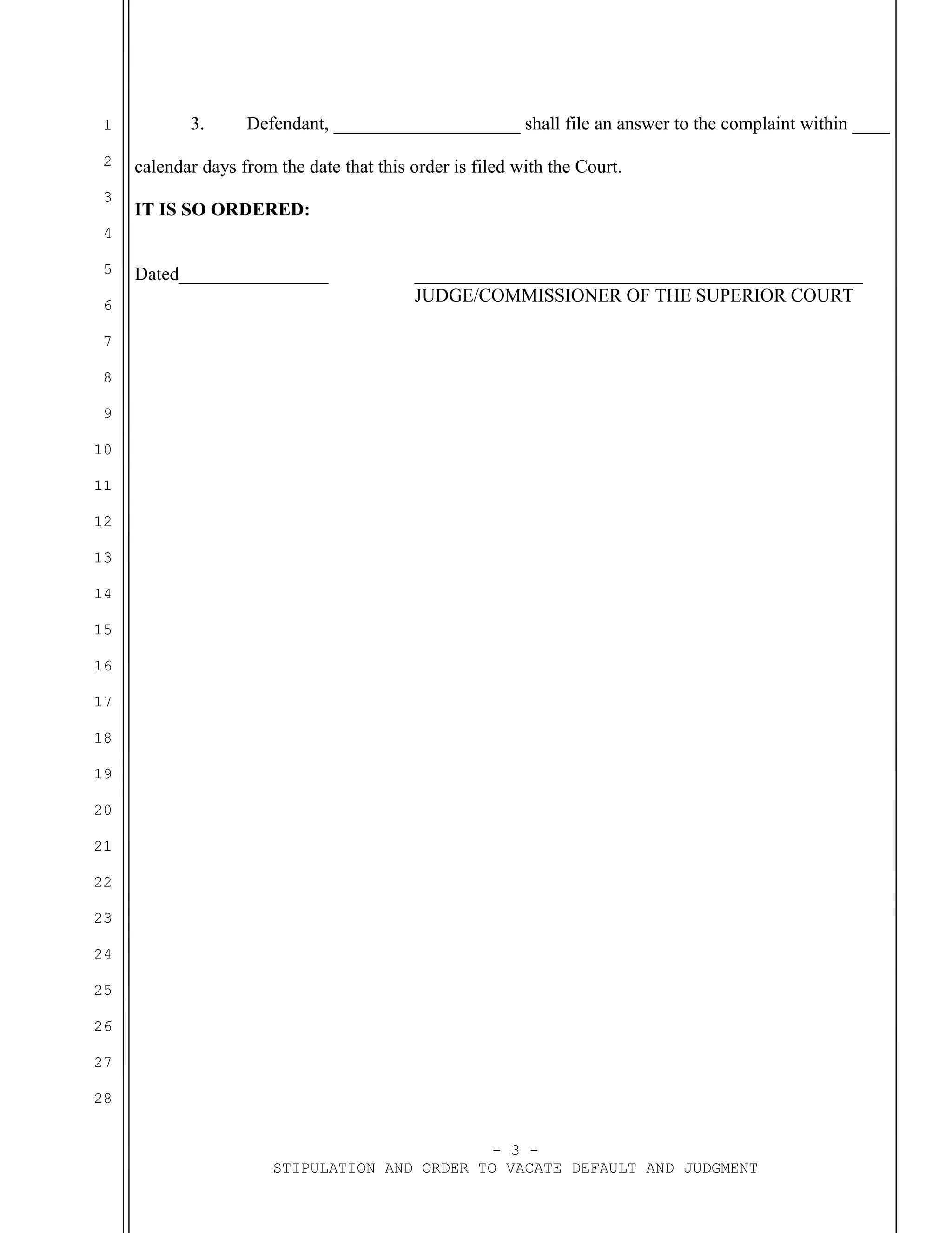 Sample stipulation and order to vacate judgment in California | DOC