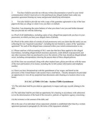 Sample student loan debt validation letter | DOC