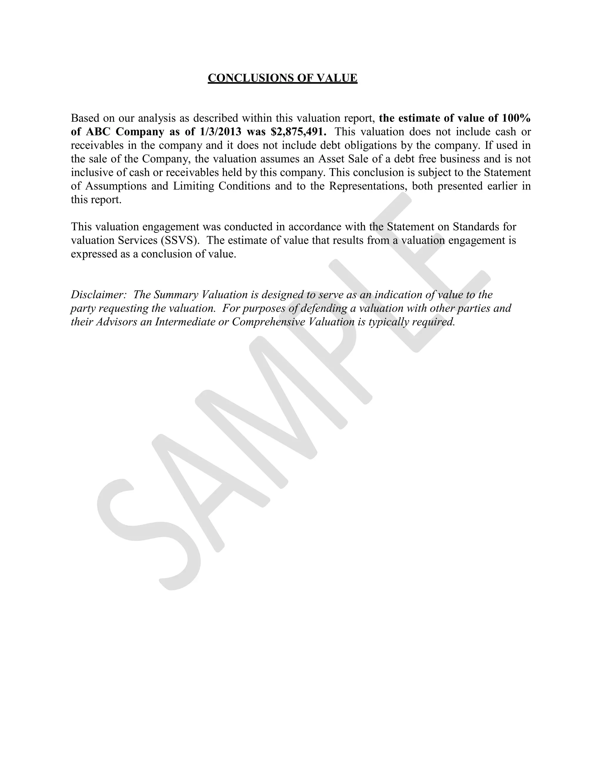 Valuation Report Sample | PDF