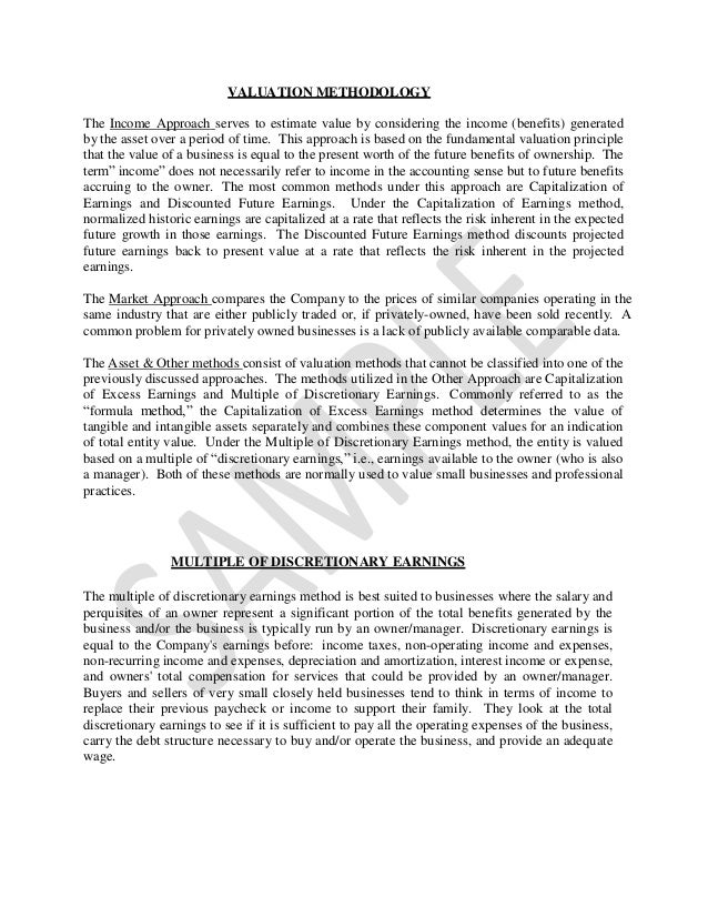 Valuation Report Sample