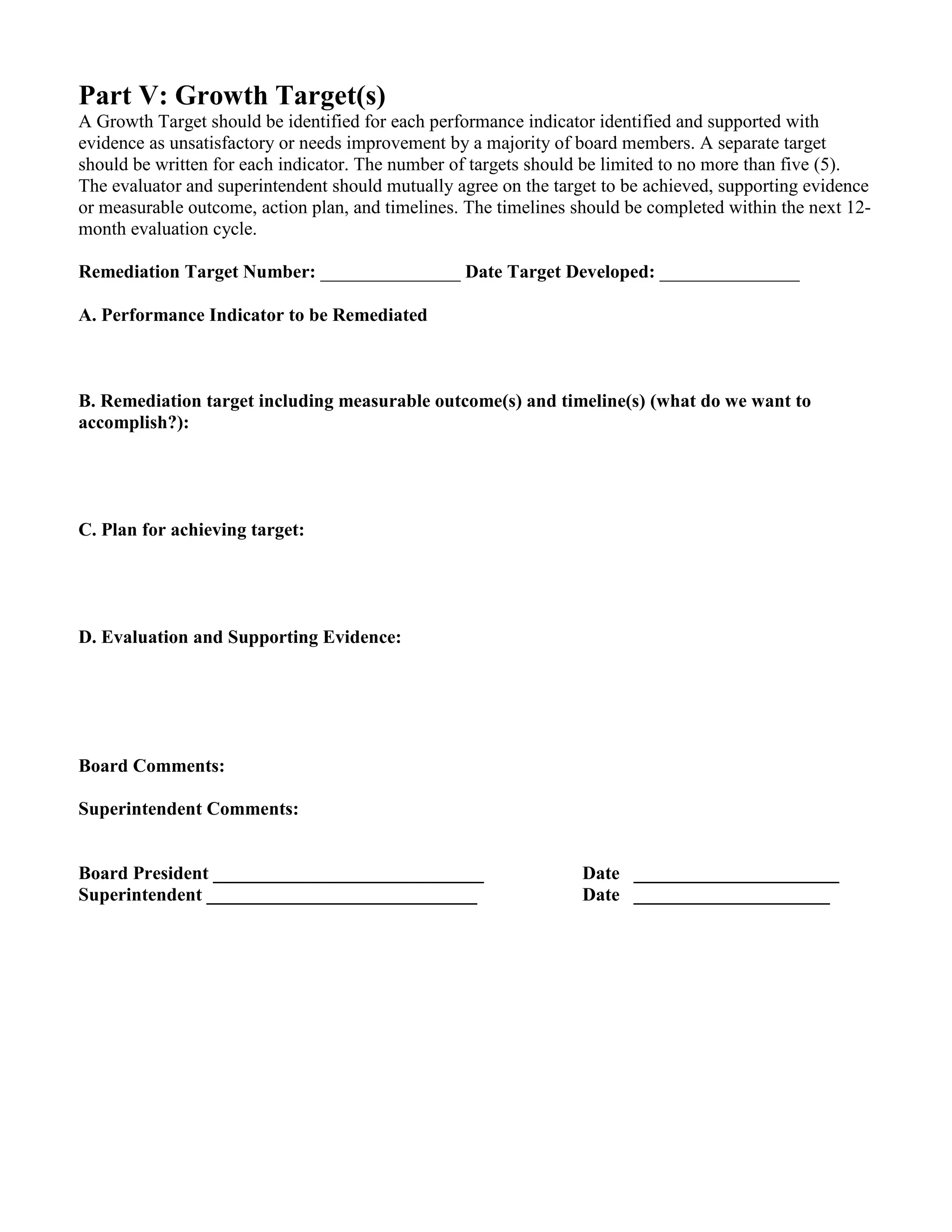 Sample superintendent evaluation template | PDF