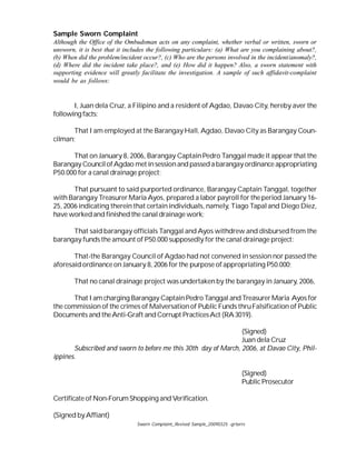 Sample sworn complaint | PDF