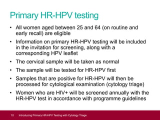 Primary High Risk HPV Testing with Cyctology Triage | PPTX