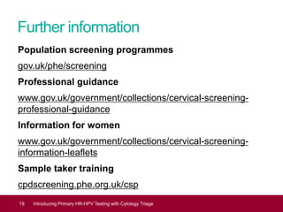 Primary High Risk HPV Testing with Cyctology Triage | PPTX