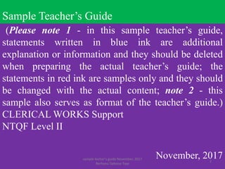 Sample teachers guide berhanu tadesse | PPTX
