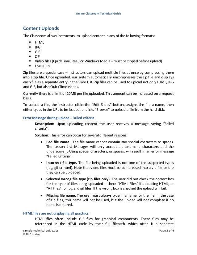 Sample Technical Guide