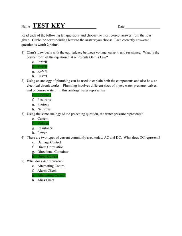 Sample test questions | DOCX | Physics | Science