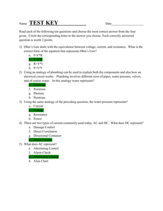 Sample test questions | PDF