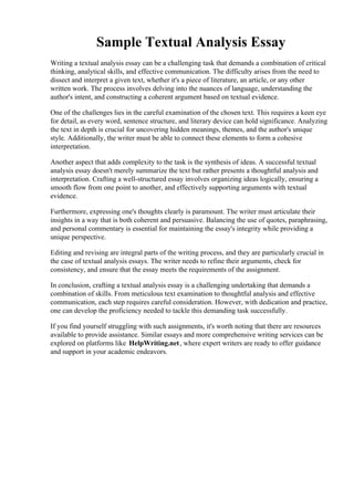 Sample Textual Analysis Essay. Textual Analysis - GCSE Media Studies ...