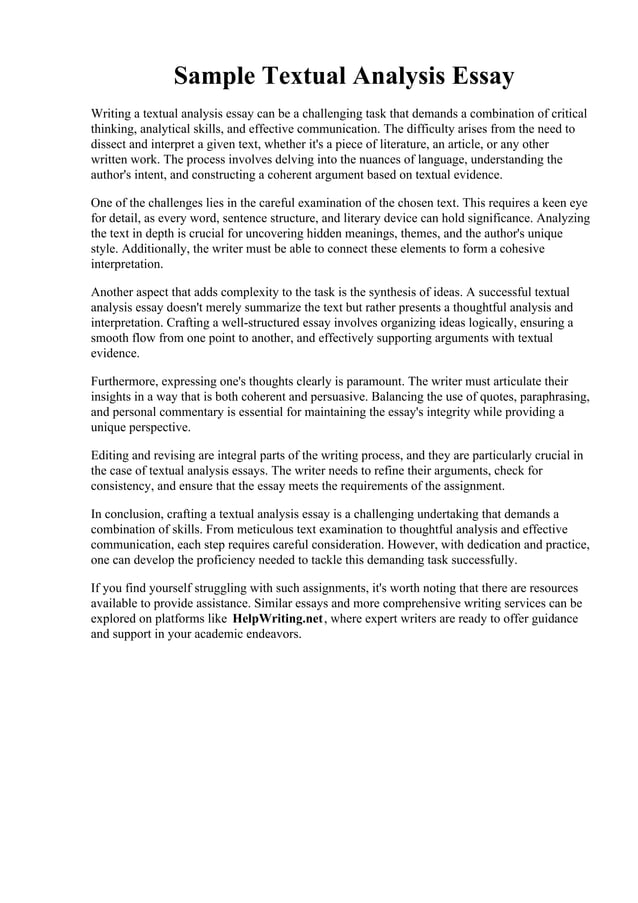 Sample Textual Analysis Essay. Textual Analysis - GCSE Media Studies ...