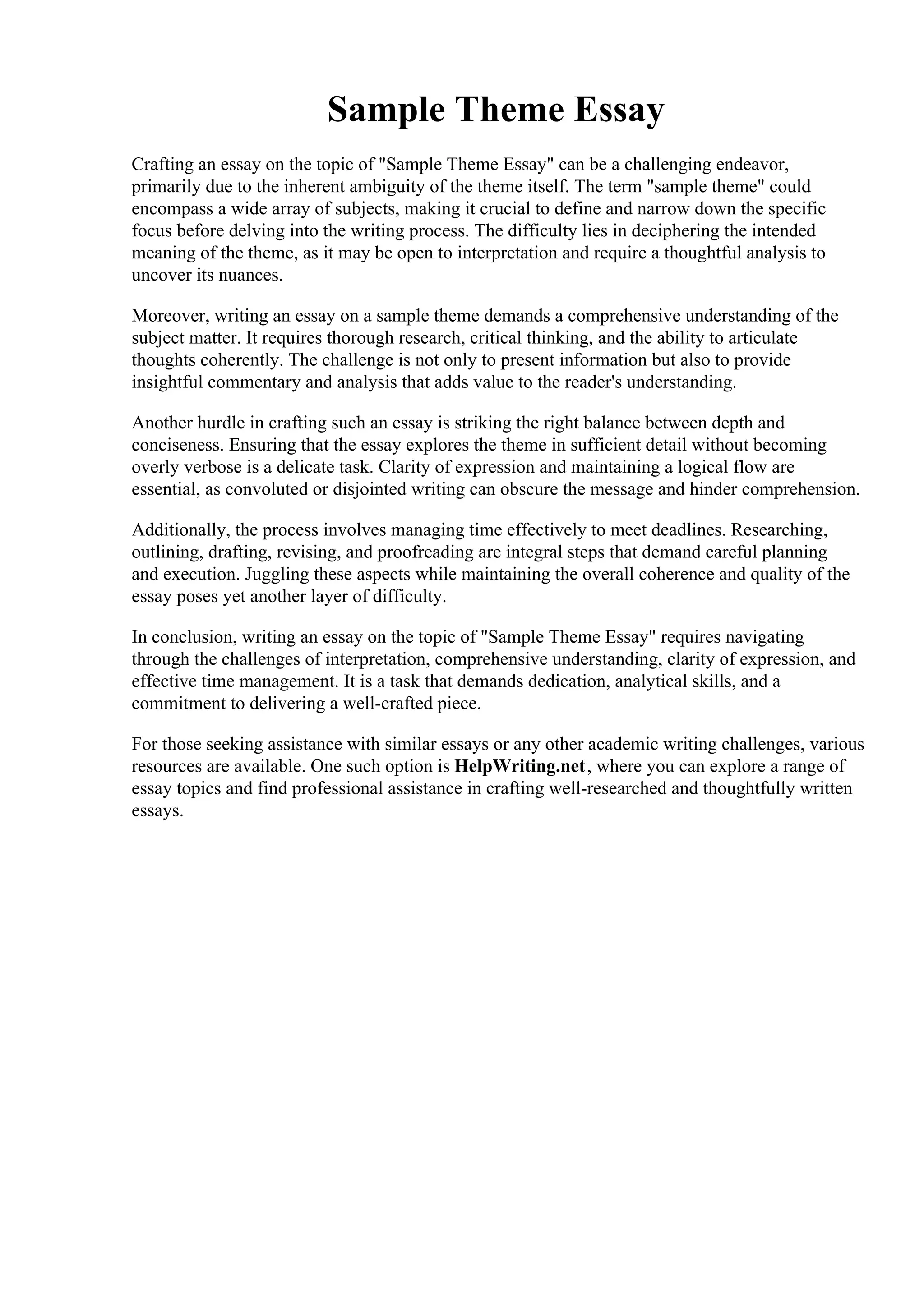 Sample Theme Essay. Introduction - How to write an essay - LibGuides at ...