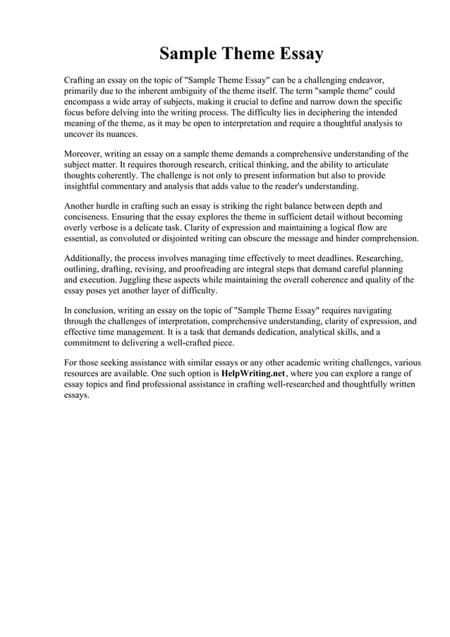 Sample Theme Essay. Introduction - How to write an essay - LibGuides at ...