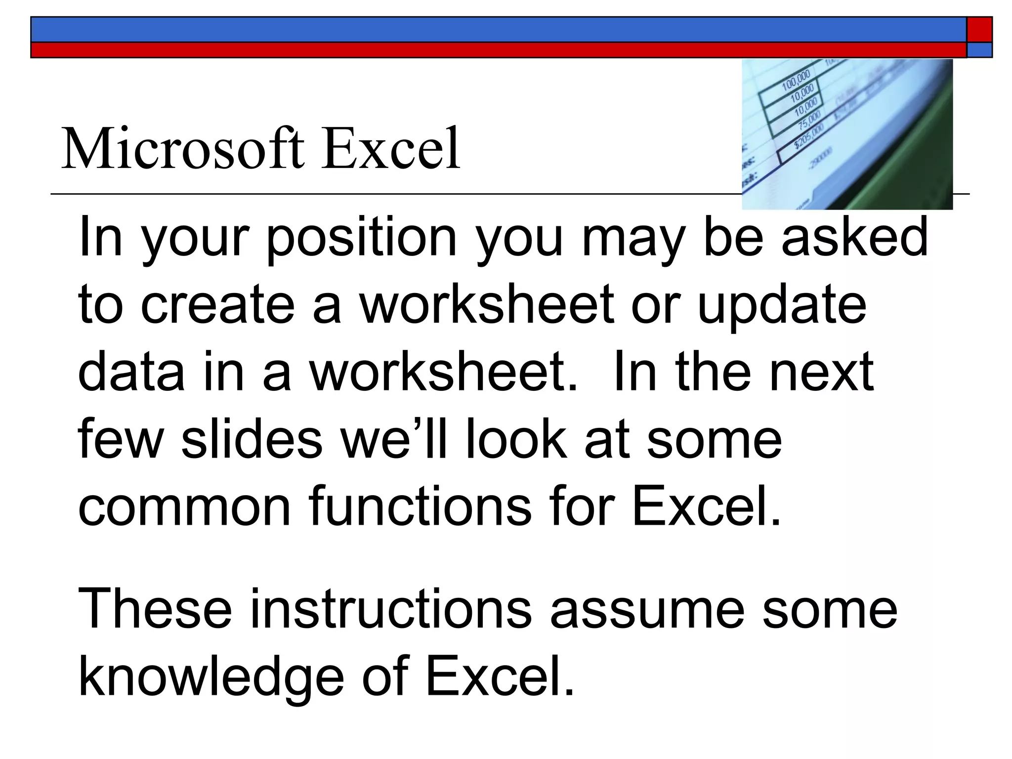 Sample Training Ppt Excel Basics | PPT