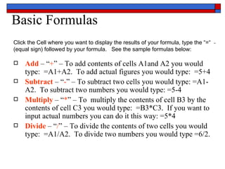 Sample Training Ppt Excel Basics | PPT