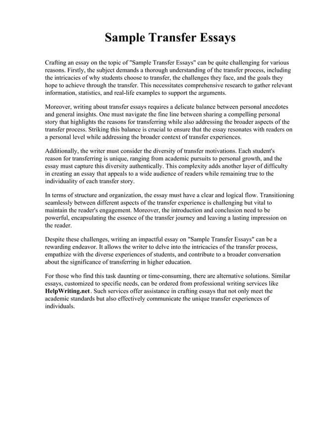 Sample Transfer Essays.pdf | Homework and Study | Education