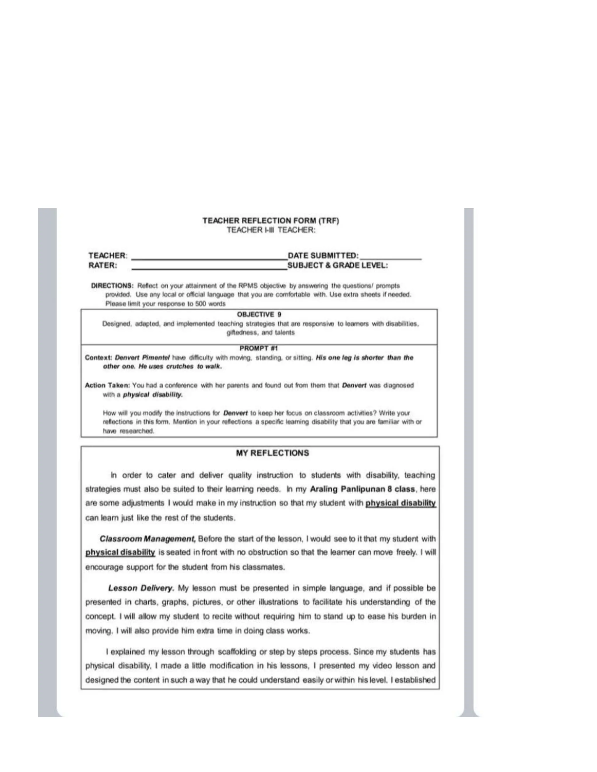 SAMPLE TRF FOR 2023.docx FOR FUTURE TEACHERS | PDF