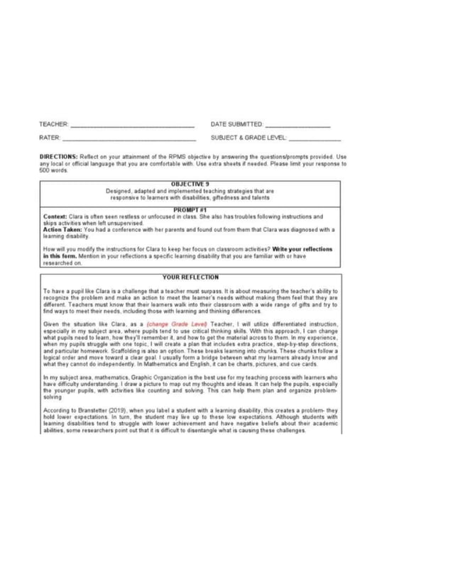 SAMPLE TRF FOR 2023.docx FOR FUTURE TEACHERS | PDF