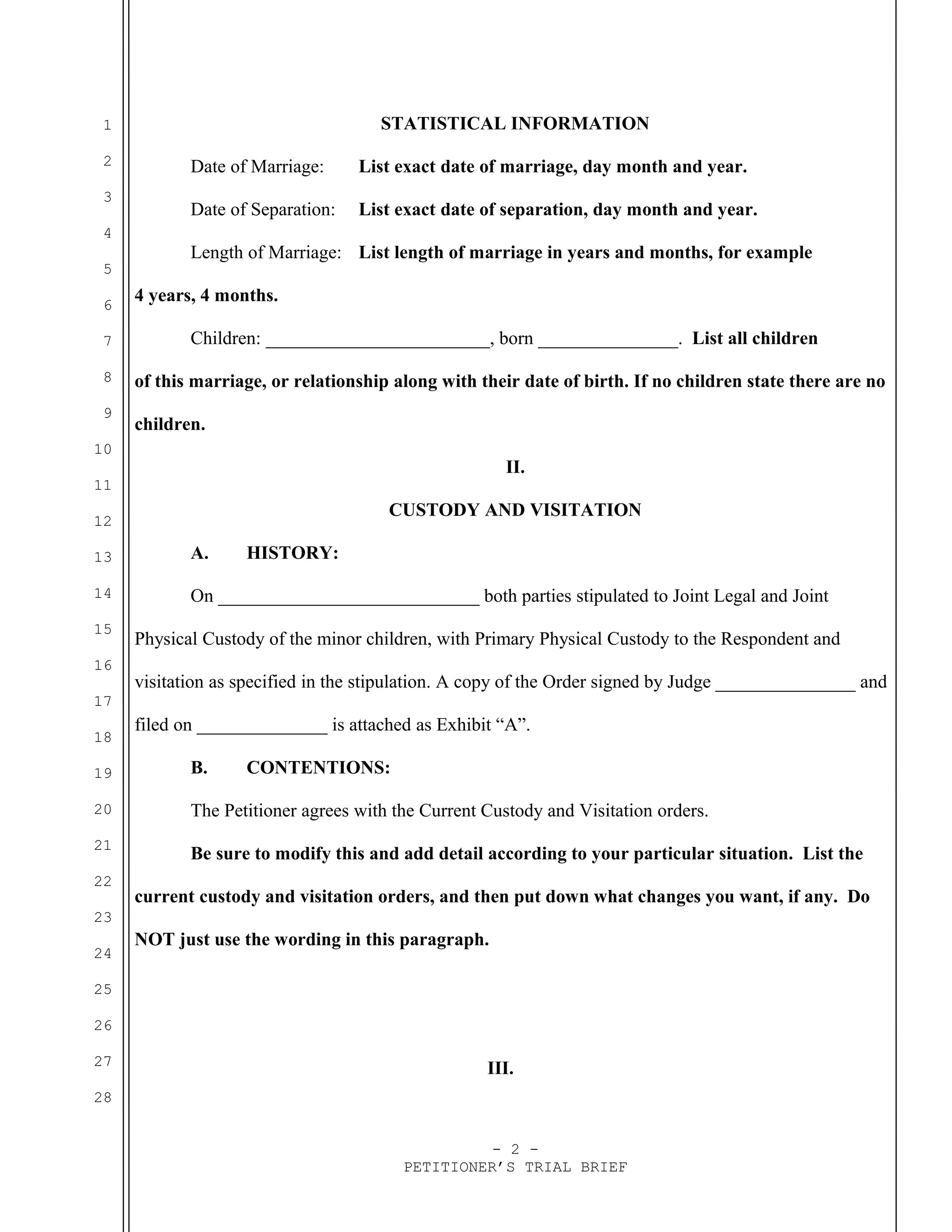 Sample trial brief for california divorce | DOC