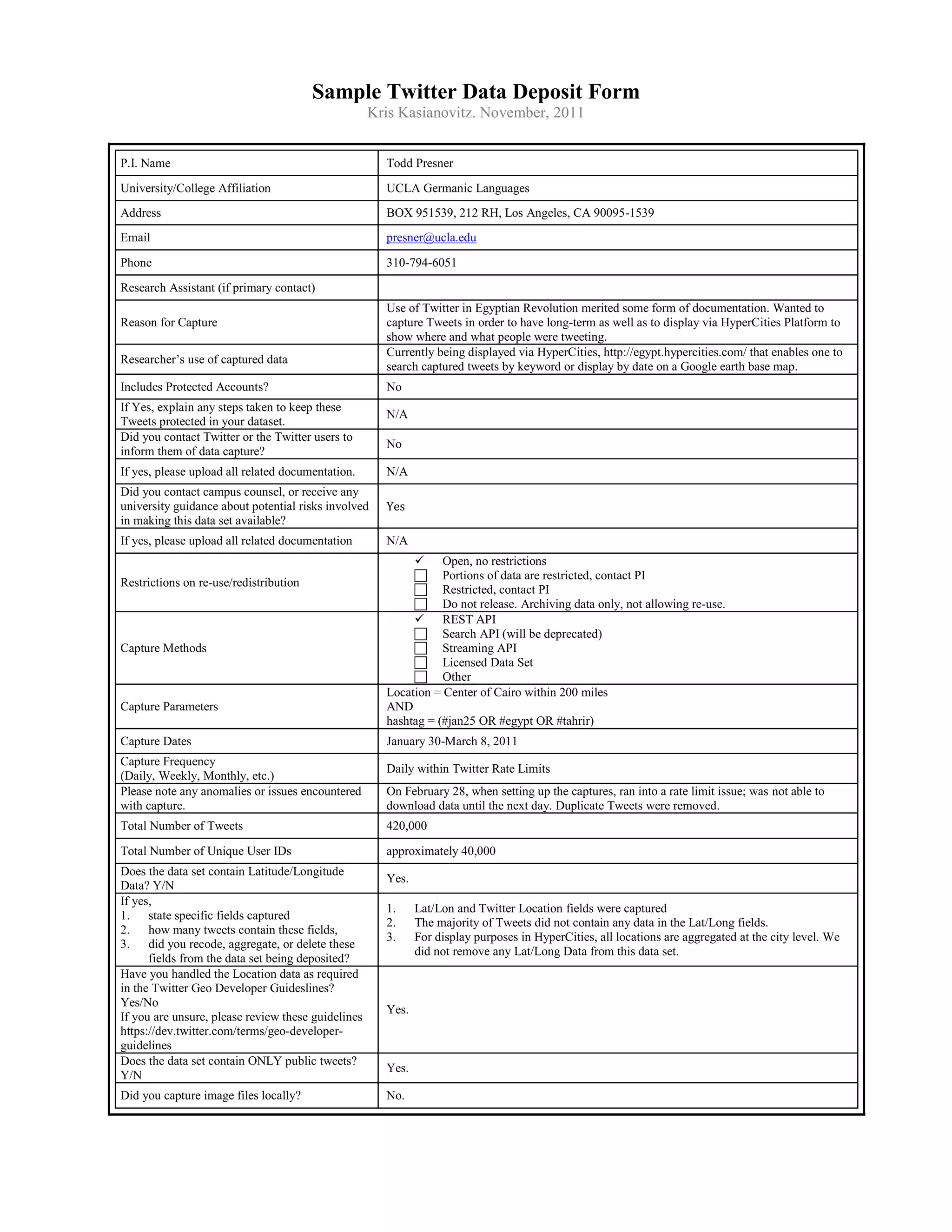 Sample twitter data deposit form | DOCX