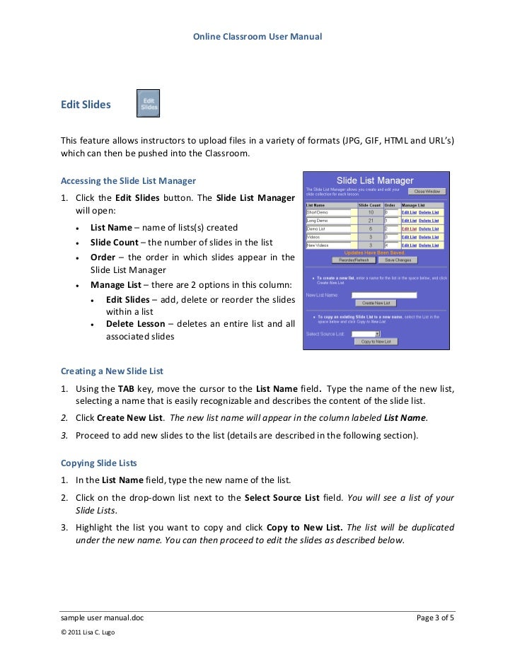 Sample User Manual