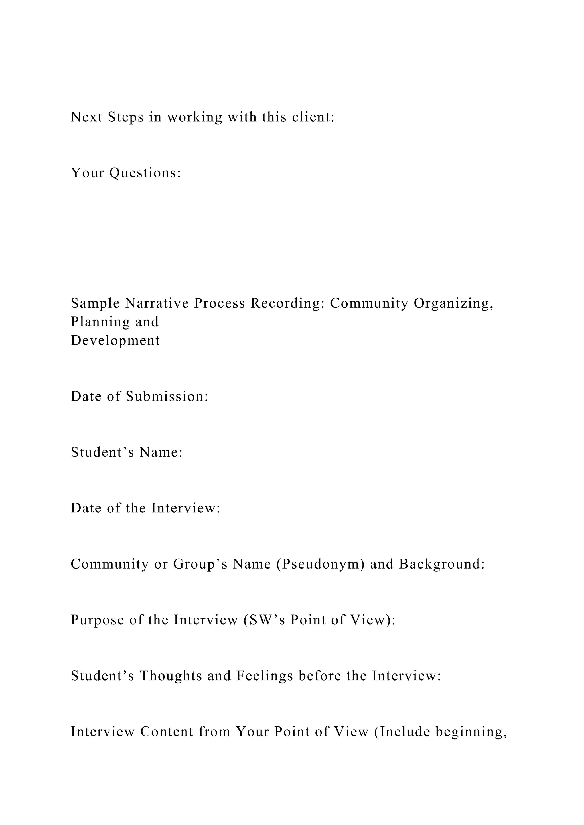 Sample Verbatim Process Recording Clinical Practice with Indi.docx