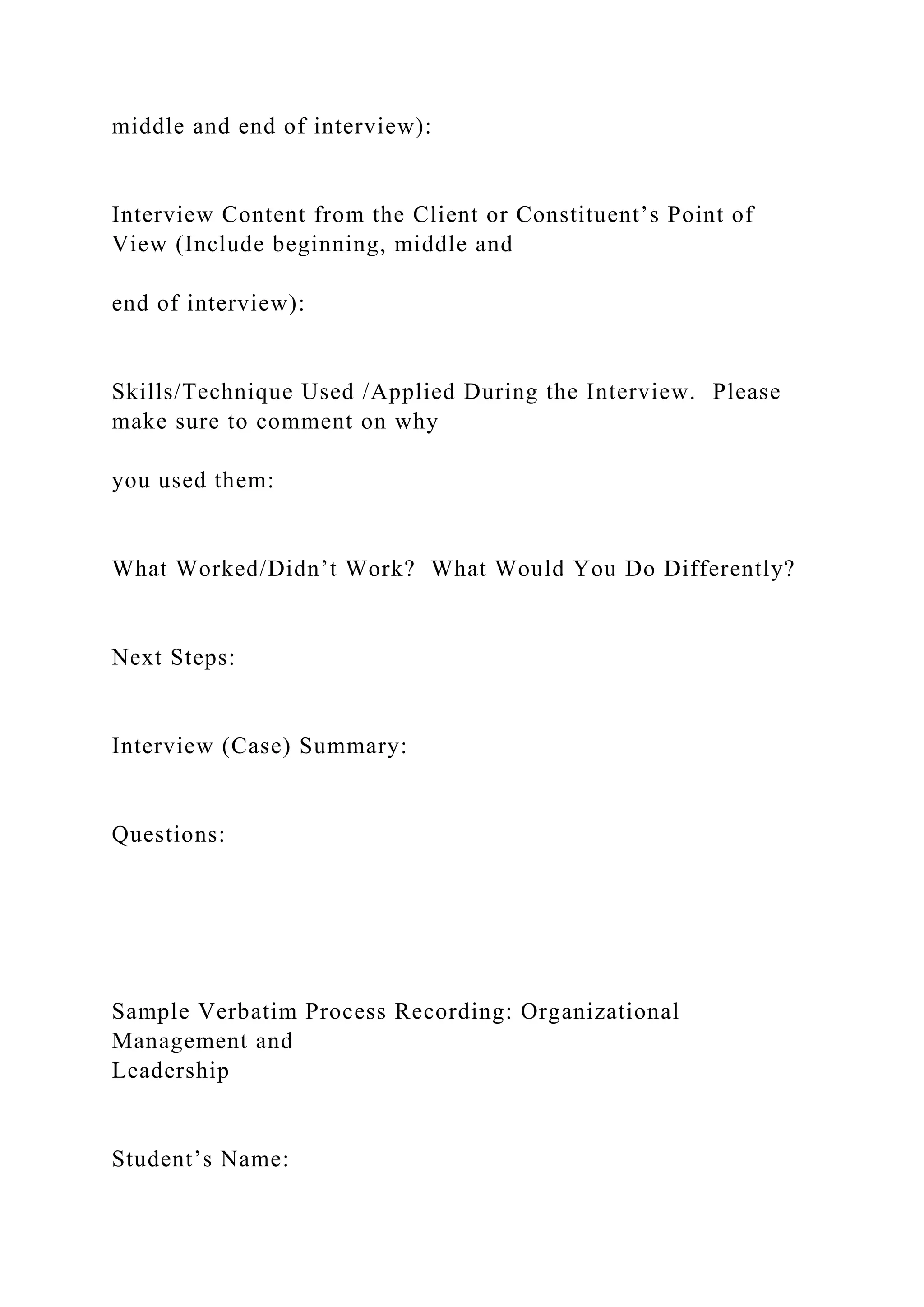 Sample Verbatim Process Recording Clinical Practice with Indi.docx