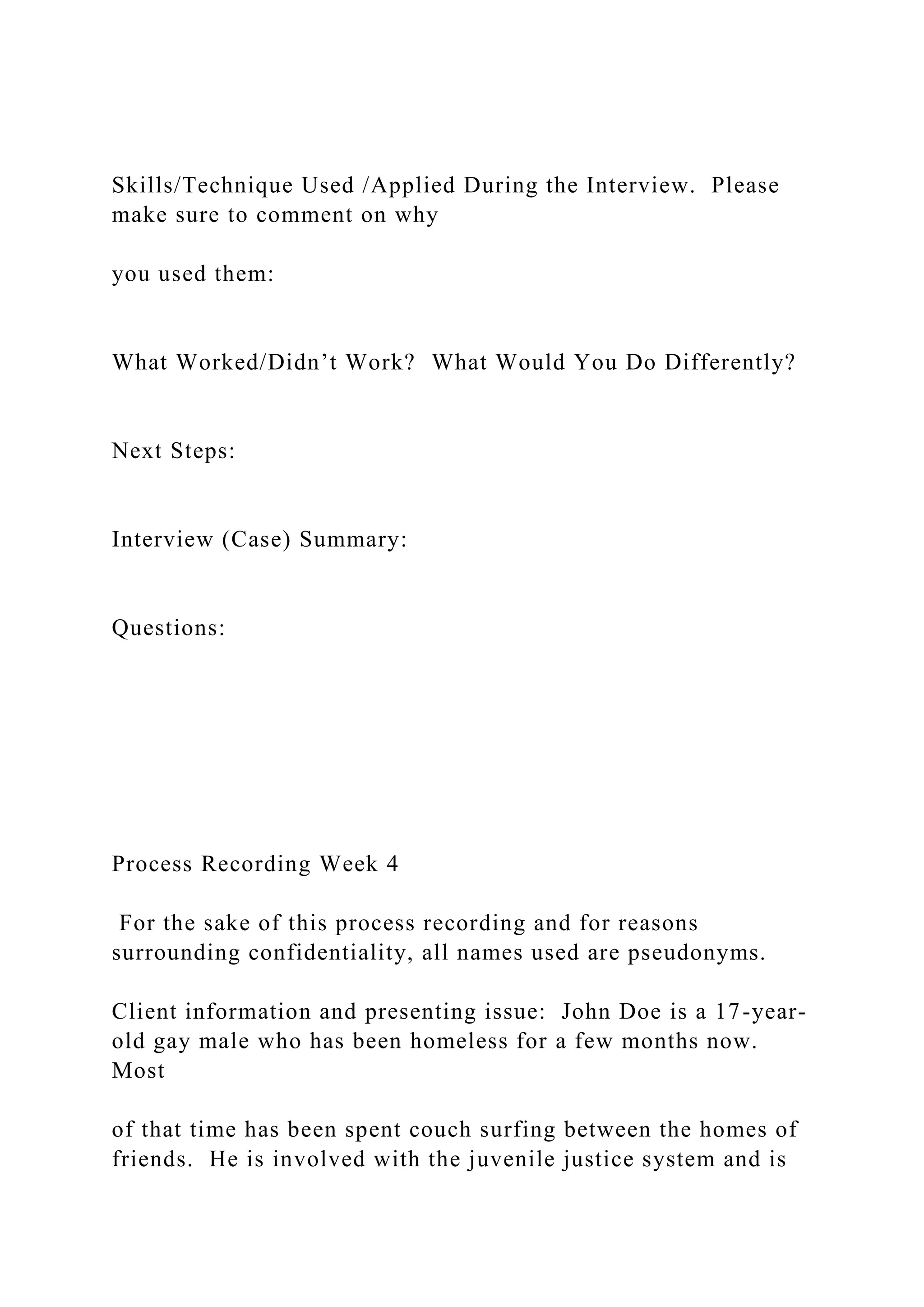 Sample Verbatim Process Recording Clinical Practice with Indi.docx