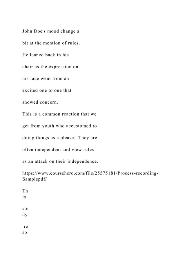 Sample Verbatim Process Recording Clinical Practice with Indi.docx ...