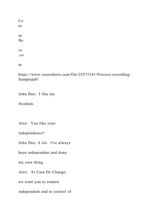 Sample Verbatim Process Recording Clinical Practice with Indi.docx ...