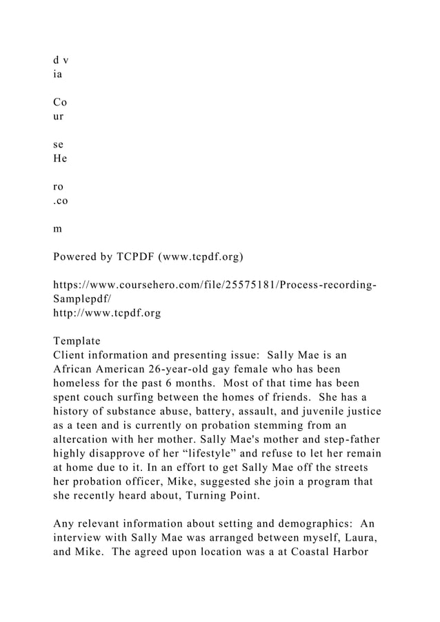 Sample Verbatim Process Recording Clinical Practice with Indi.docx ...