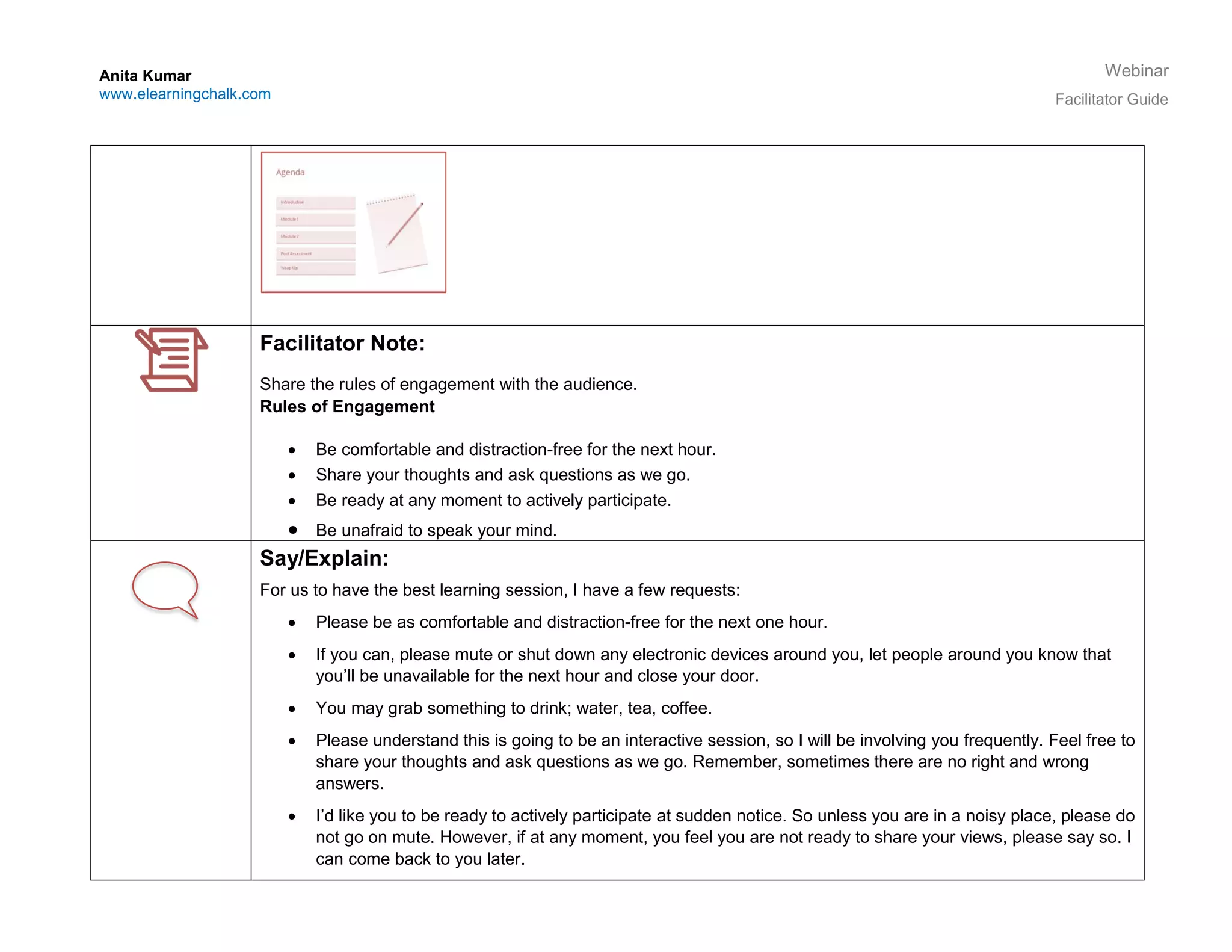 Sample webinar facilitator guide | PDF