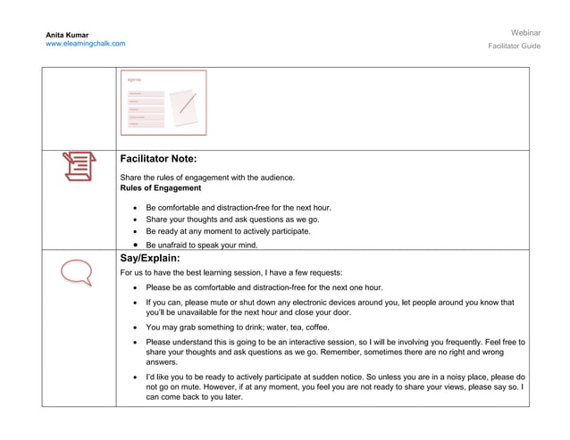 Sample webinar facilitator guide | PDF