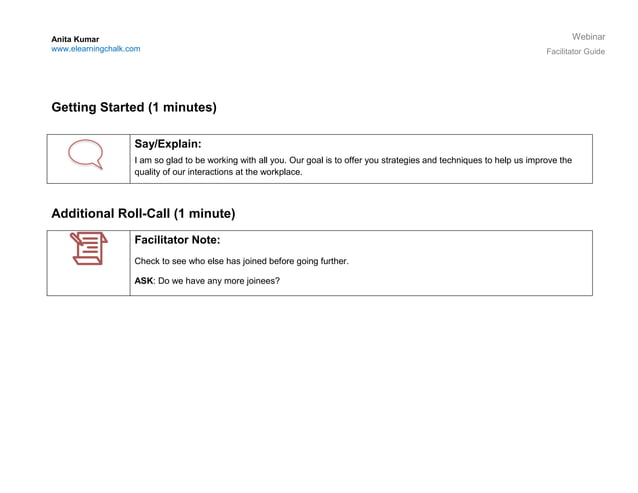 Sample webinar facilitator guide | PDF