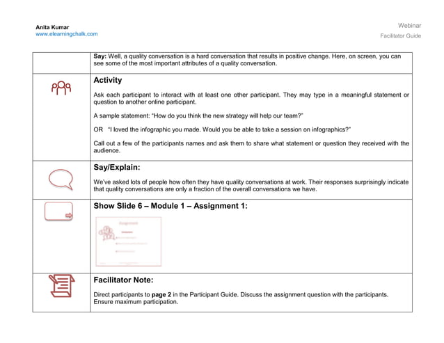 Sample webinar facilitator guide | PDF