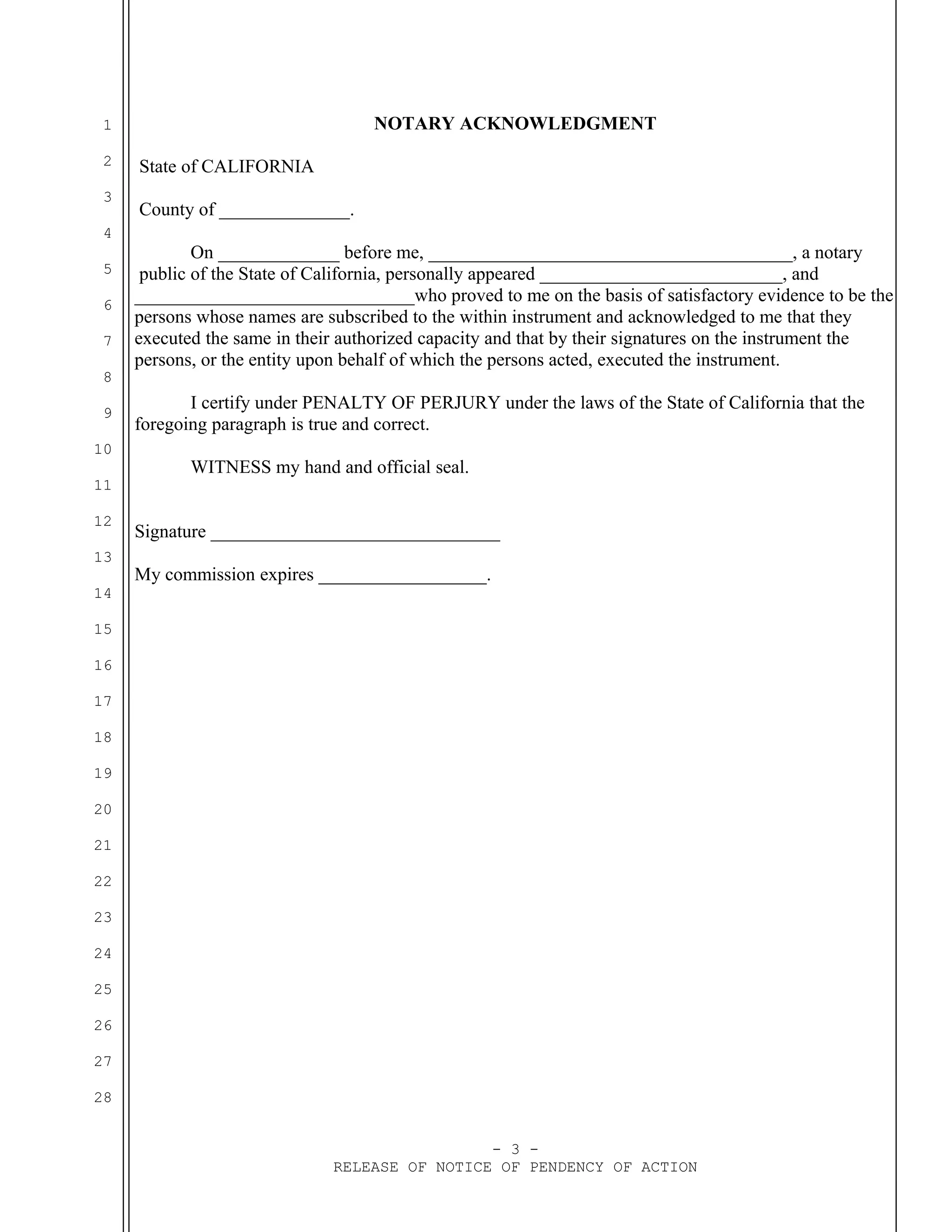 Sample withdrawal of lis pendens for California | DOC