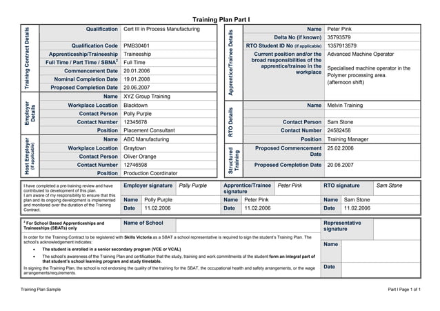 Sample workplace based_training_plan_ | PPT
