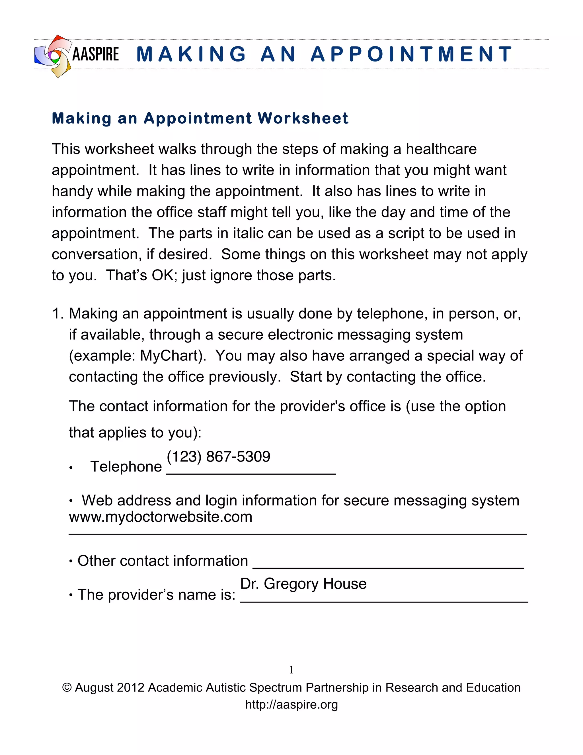 Sample Worksheets and Images Related to Healthcare Appointments Packet.pdf